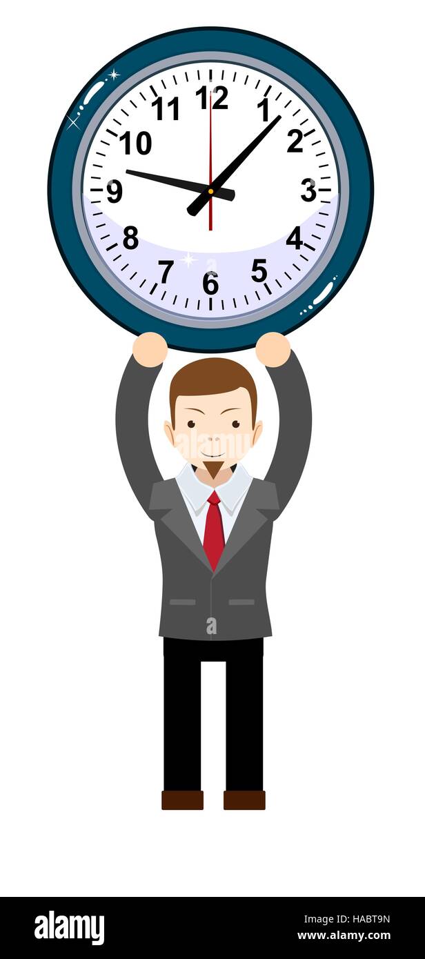 funny cartoon businessman with clock Stock Vector Image & Art - Alamy