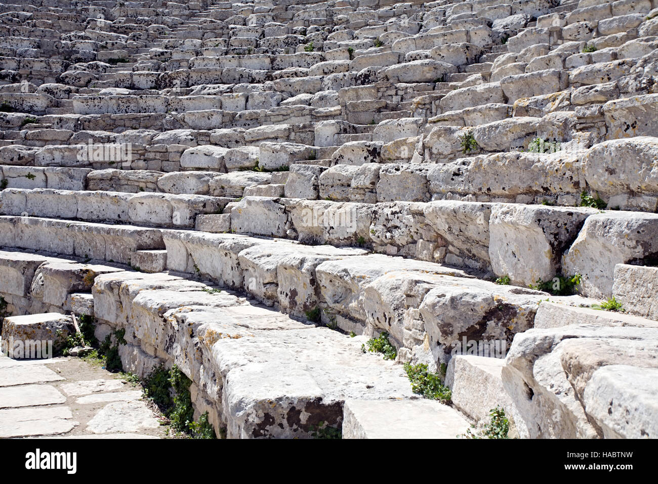 ancient Greek stone amphitheatre ruins closeup view Stock Photo - Alamy