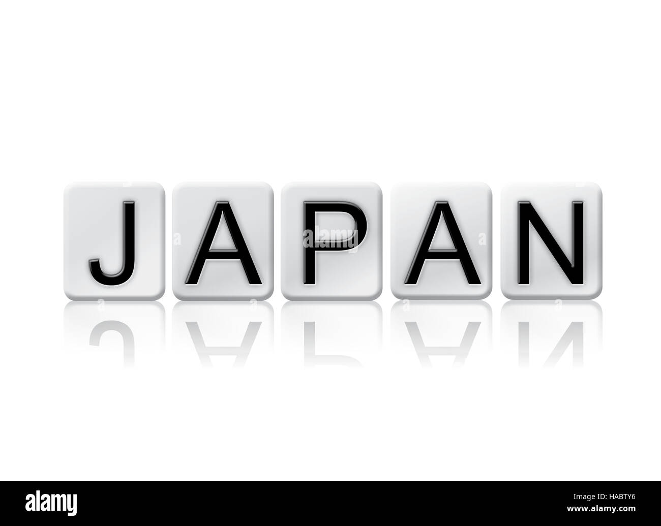 The word "Japan" written in tile letters isolated on a white background ...