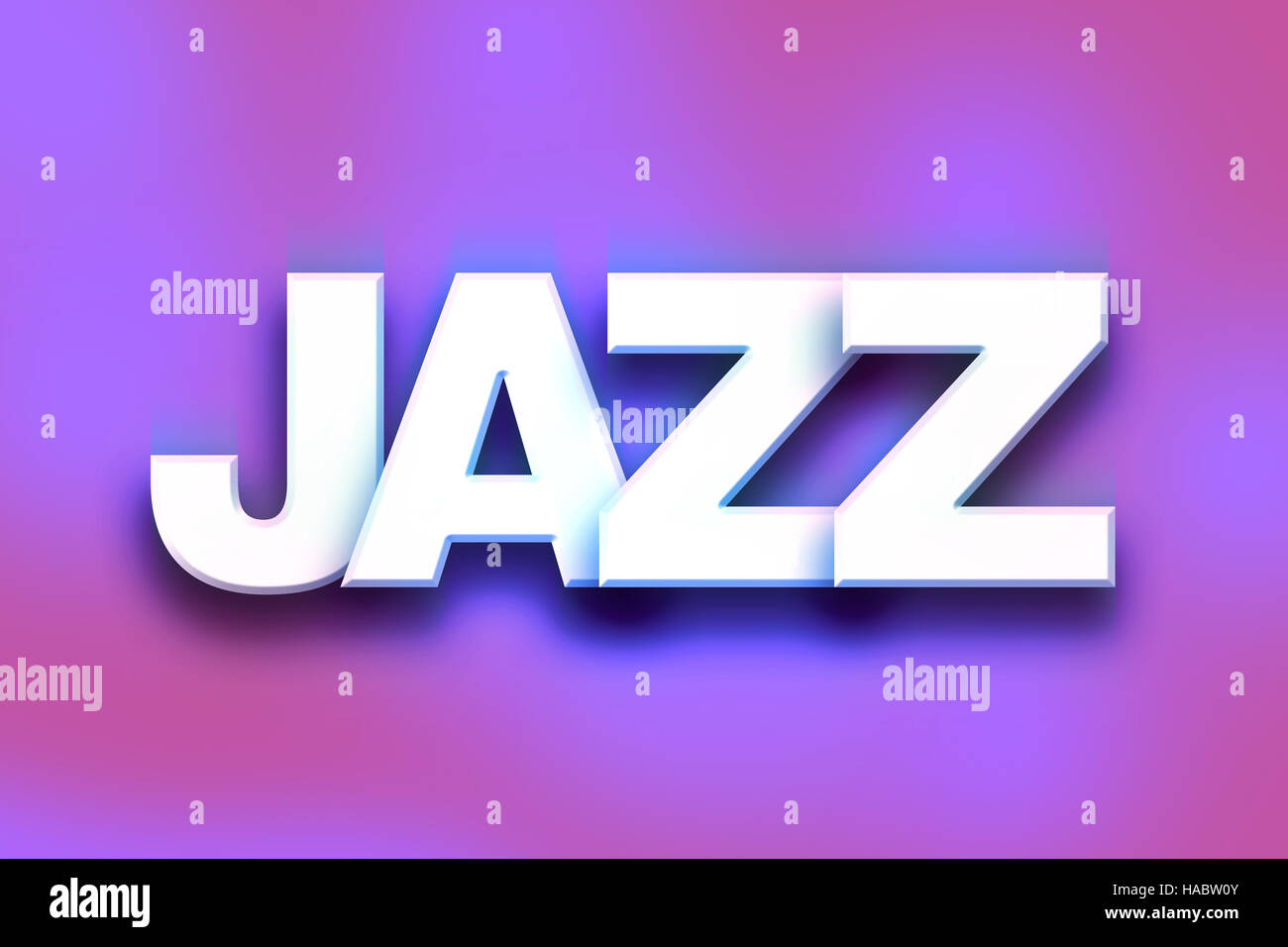 The word "Jazz" written in white 3D letters on a colorful background ...