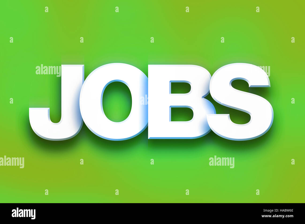 The word "Jobs" written in white 3D letters on a colorful background ...
