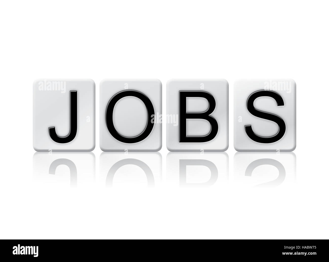 The word "Jobs" written in tile letters isolated on a white background ...