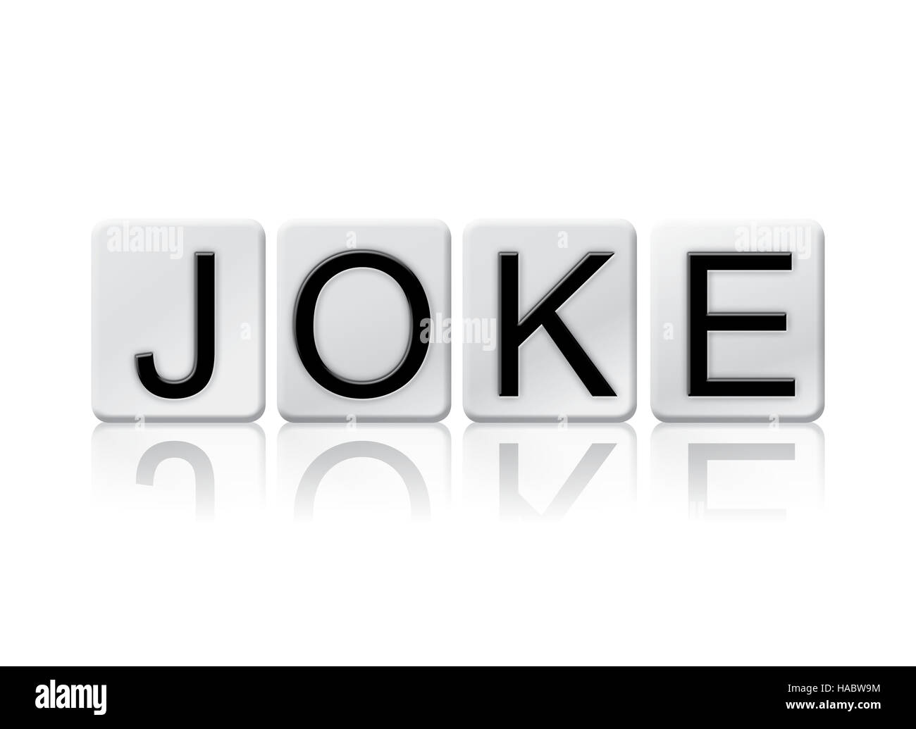 The word "Joke" written in tile letters isolated on a white background ...