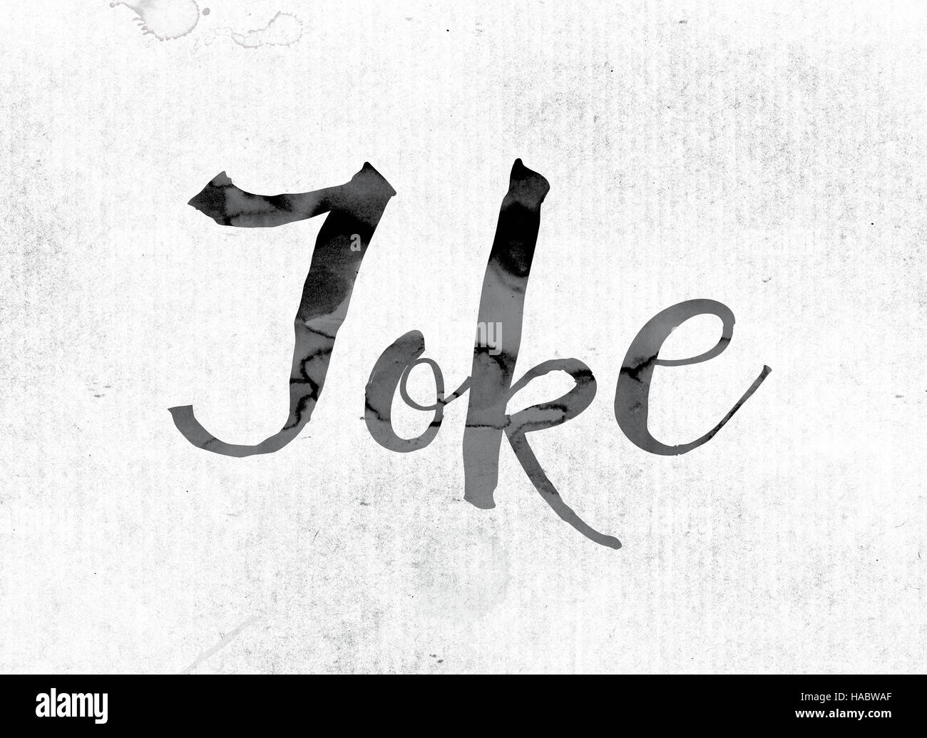The word "Joke" concept and theme painted in watercolor ink on a white ...