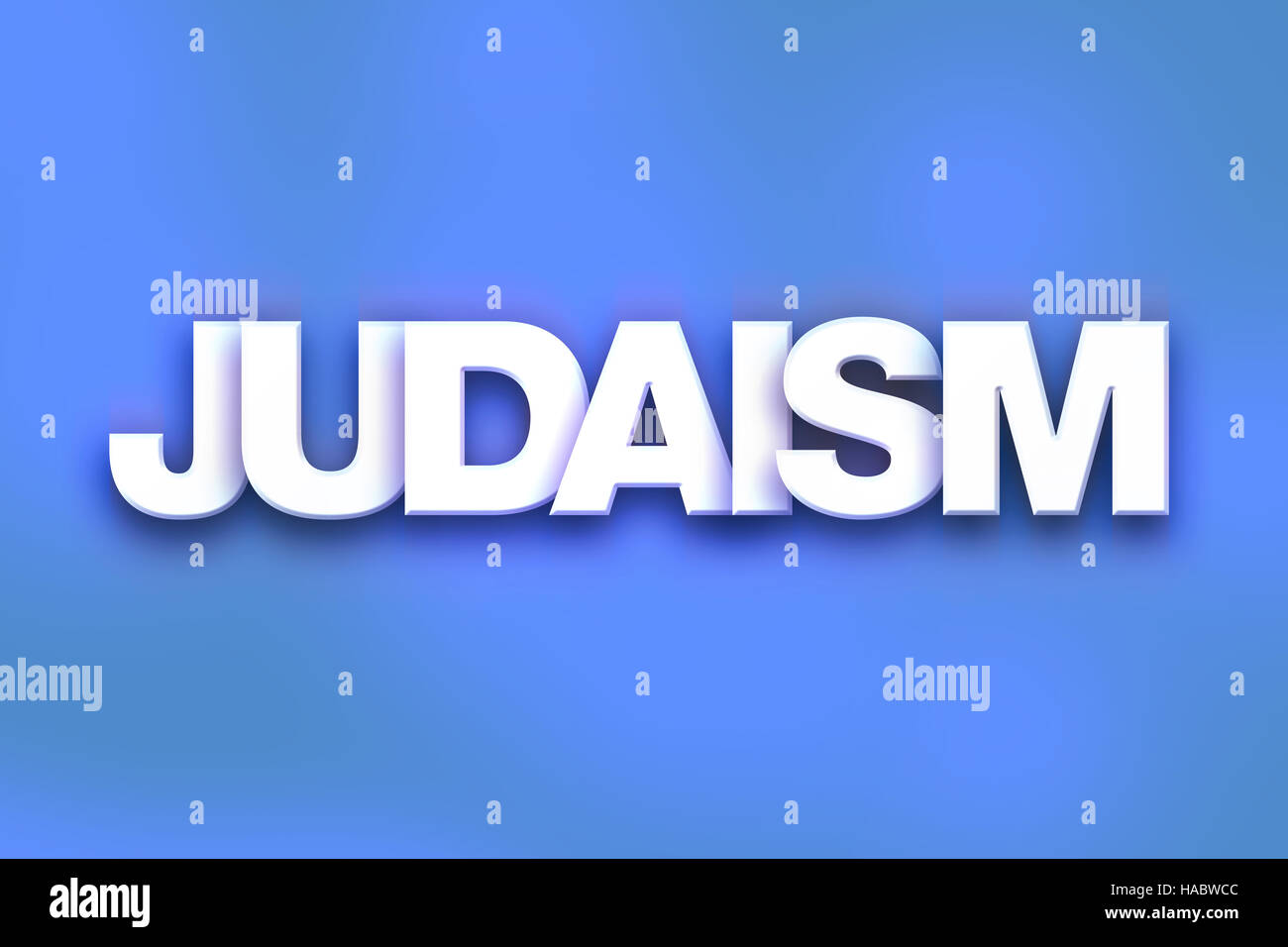 The word "Judaism" written in white 3D letters on a colorful background ...