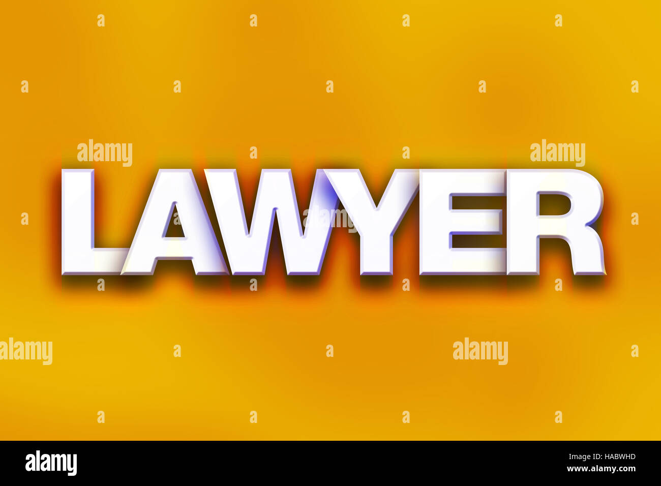 The word "Lawyer" written in white 3D letters on a colorful background ...