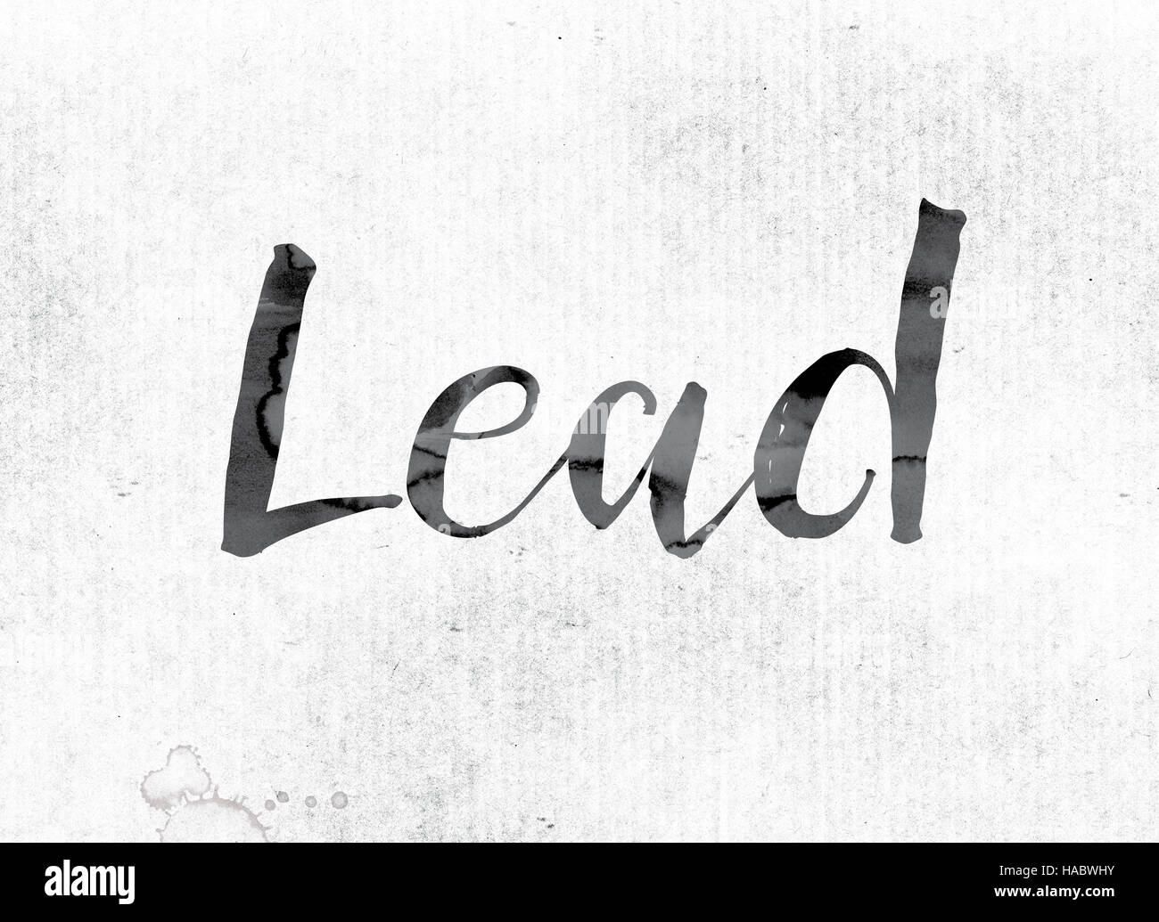 The word "Lead" concept and theme painted in watercolor ink on a white ...