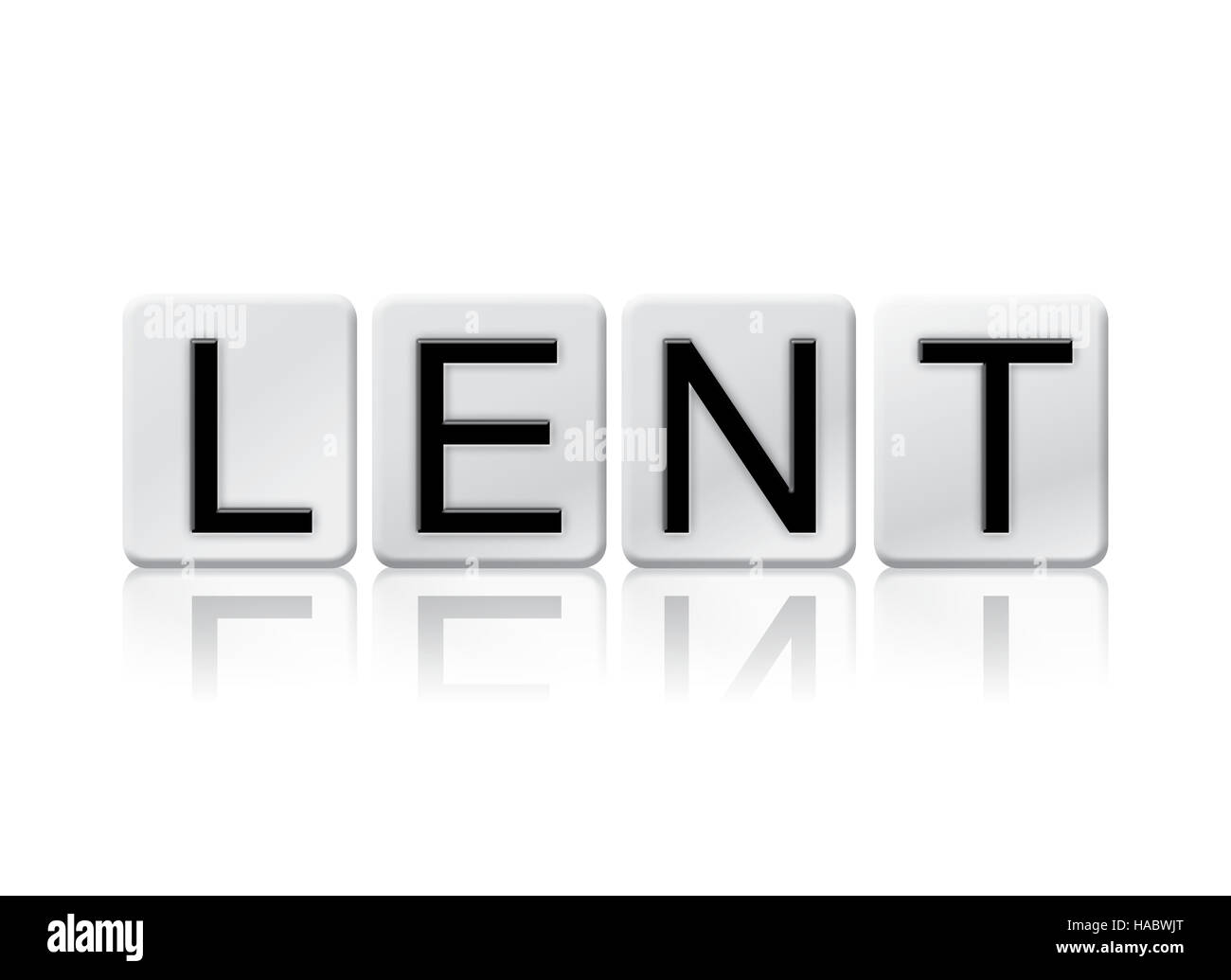 The word "Lent" written in tile letters isolated on a white background ...
