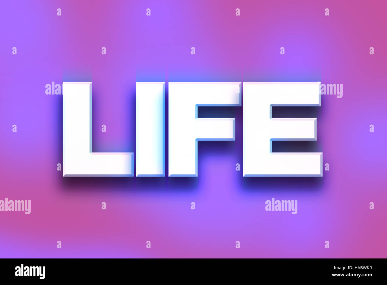 The word "Life" written in white 3D letters on a colorful background ...