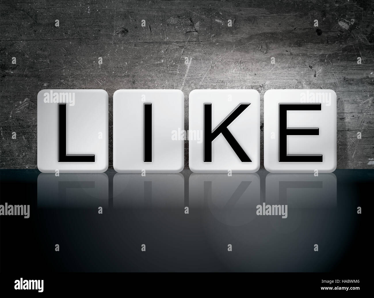 The word "Like" written in white tiles against a dark vintage grunge ...