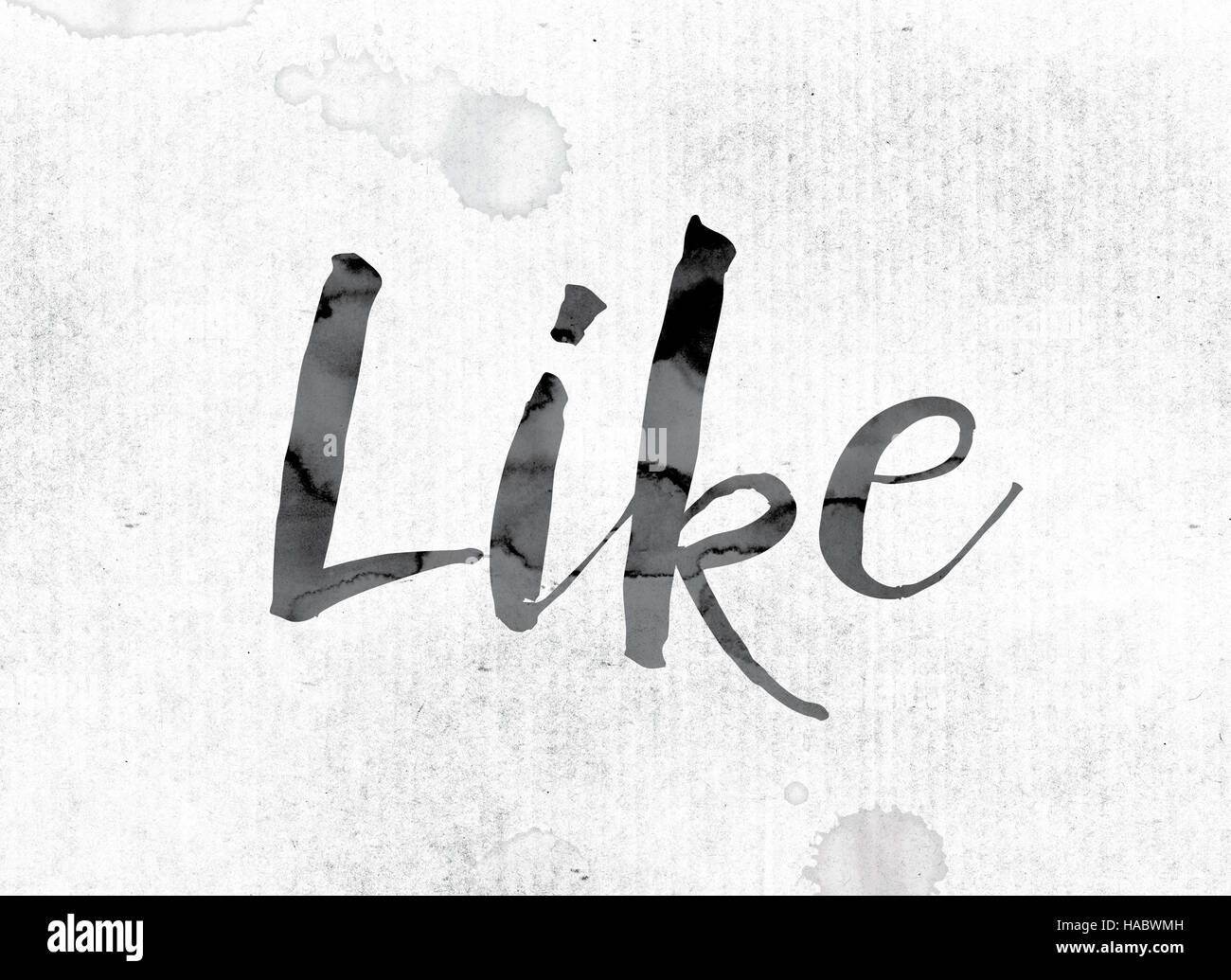 The word "Like" concept and theme painted in watercolor ink on a white ...