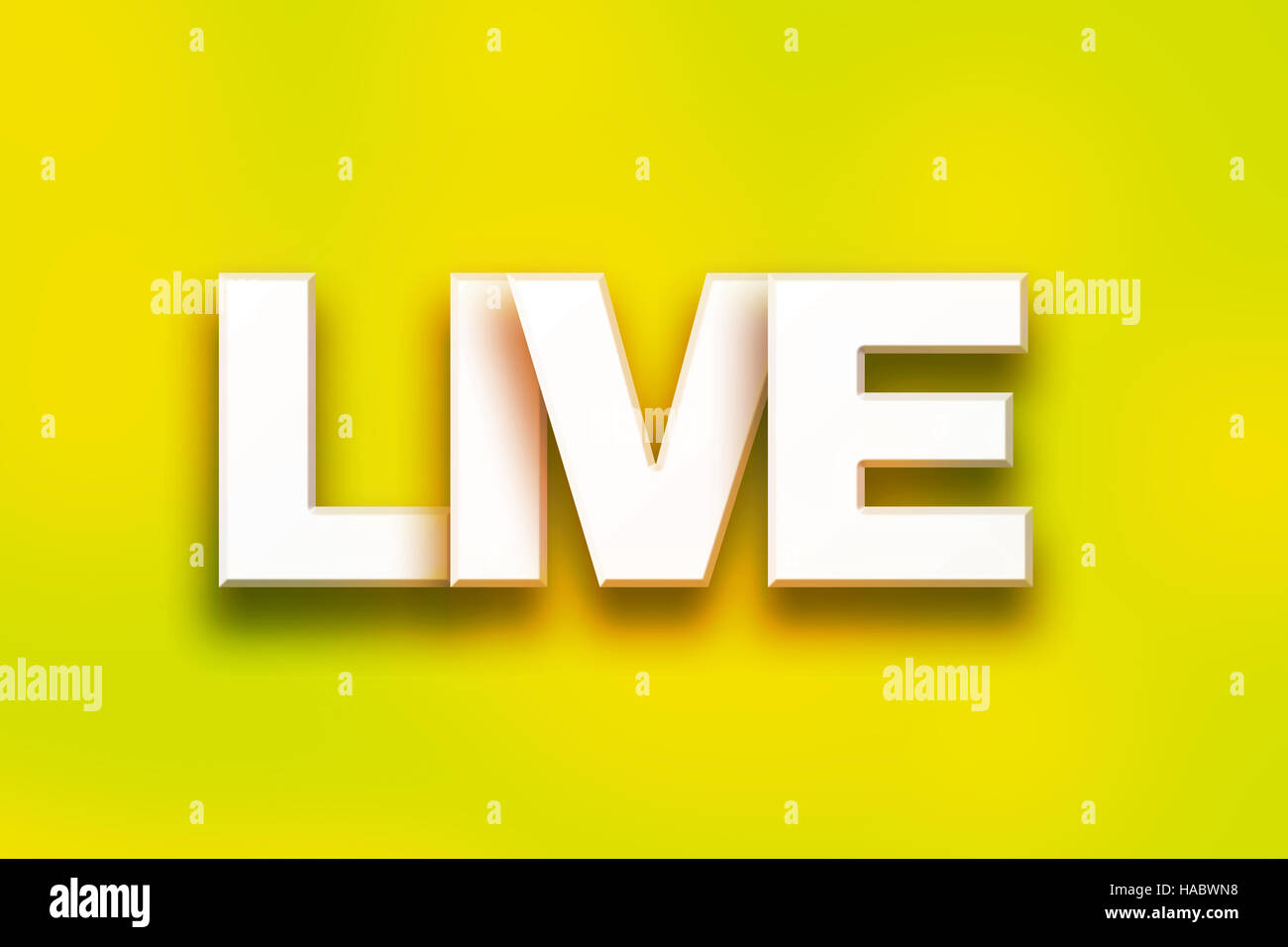 The word "Live" written in white 3D letters on a colorful background ...