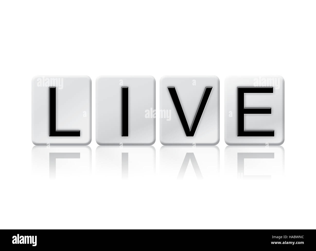The word "Live" written in tile letters isolated on a white background ...
