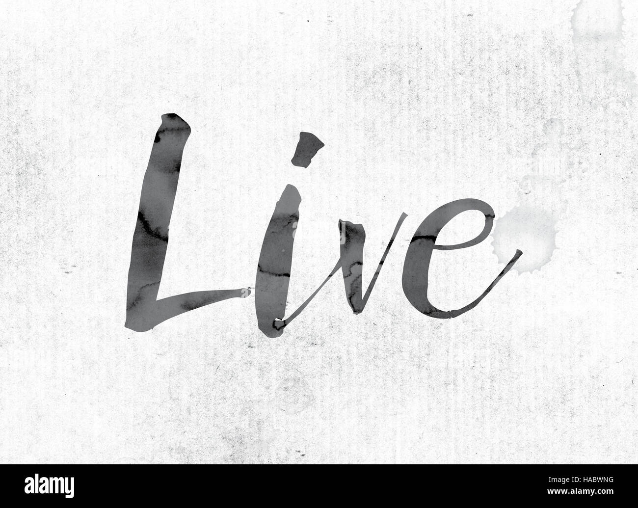 The word "Live" concept and theme painted in watercolor ink on a white ...