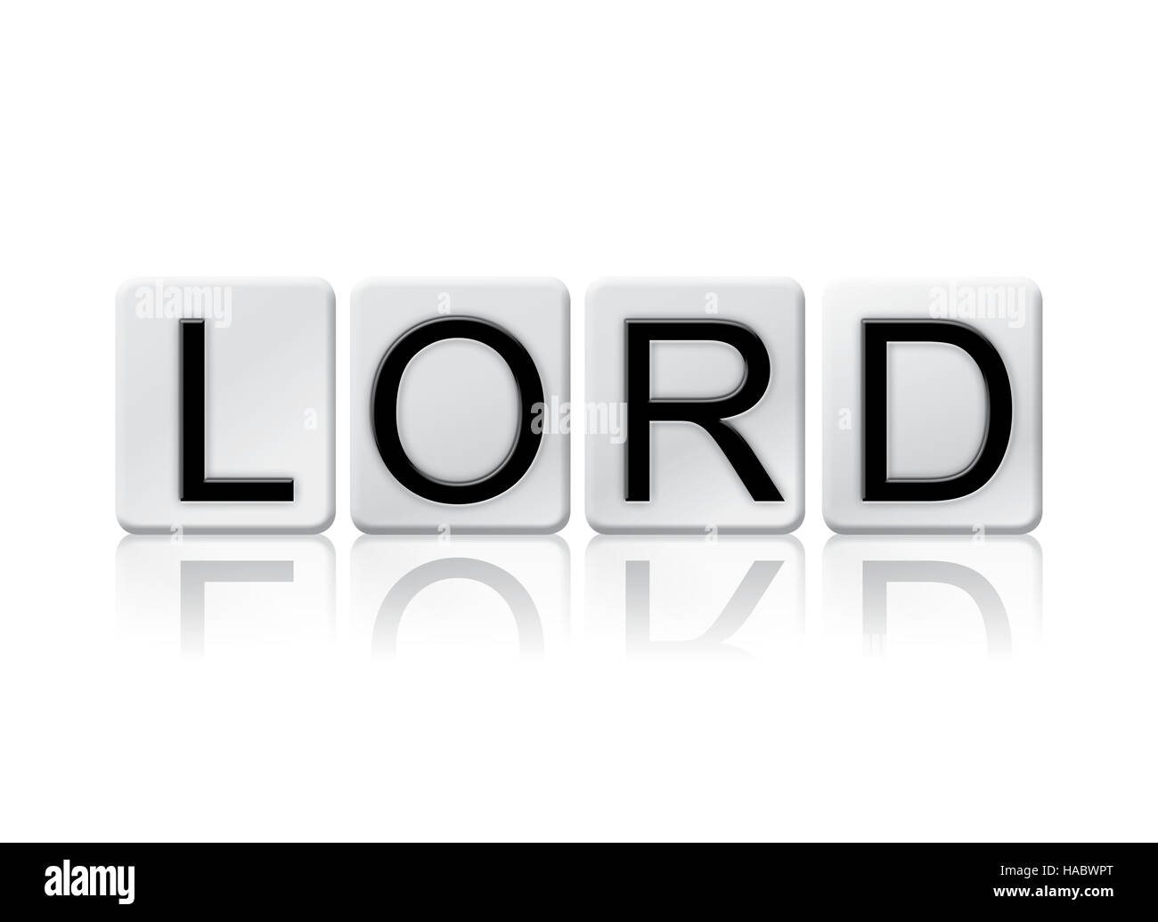 The word "Lord" written in tile letters isolated on a white background ...