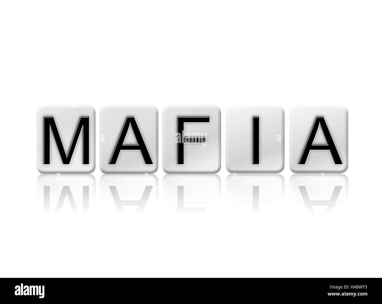 The word "Mafia" written in tile letters isolated on a white background ...