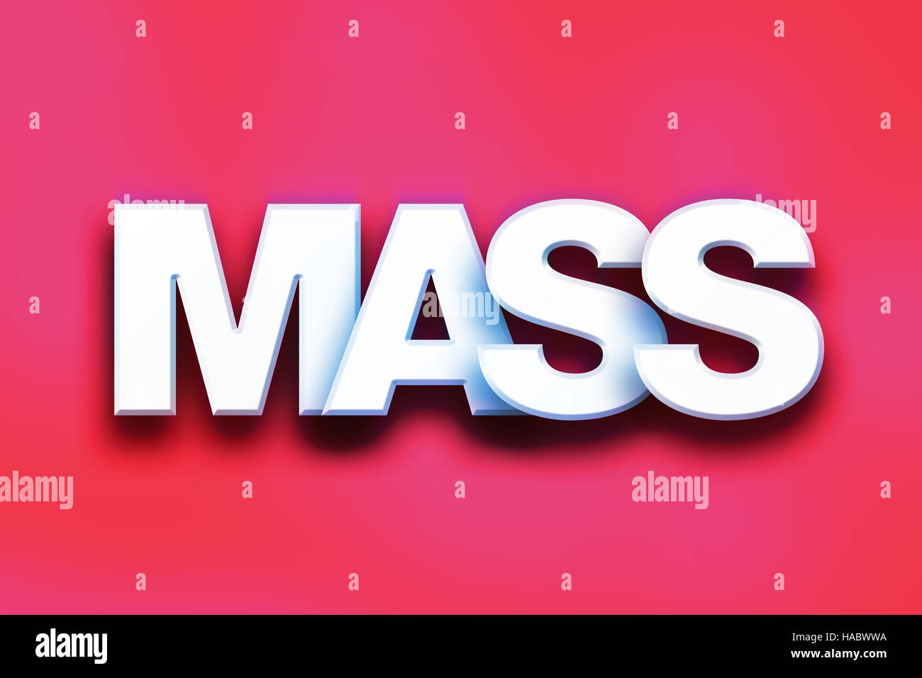 The word "Mass" written in white 3D letters on a colorful background ...