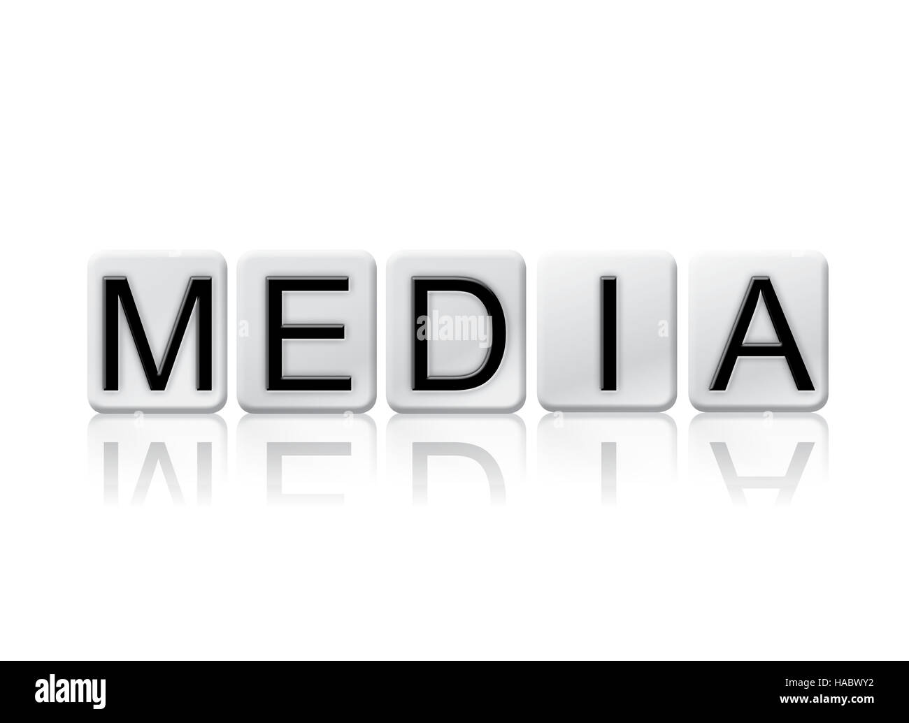 The word "Media" written in tile letters isolated on a white background ...