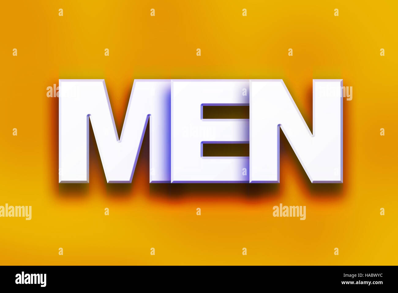 The word "Men" written in white 3D letters on a colorful background ...