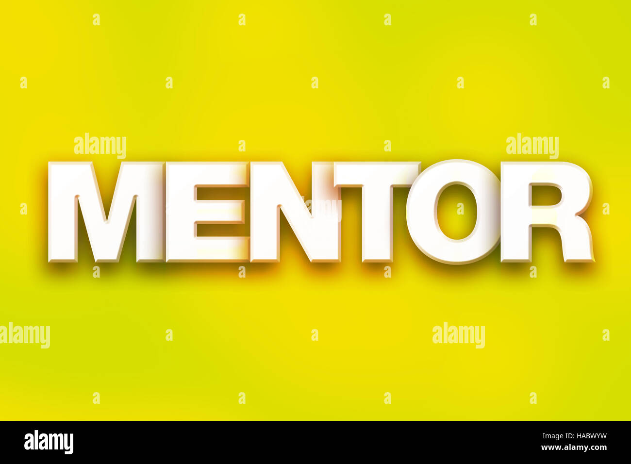 The word "Mentor" written in white 3D letters on a colorful background ...