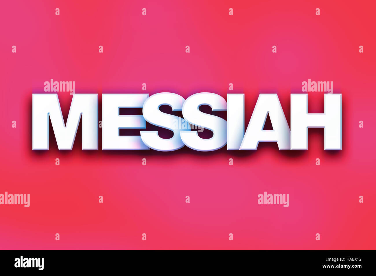 The word "Messiah" written in white 3D letters on a colorful background ...