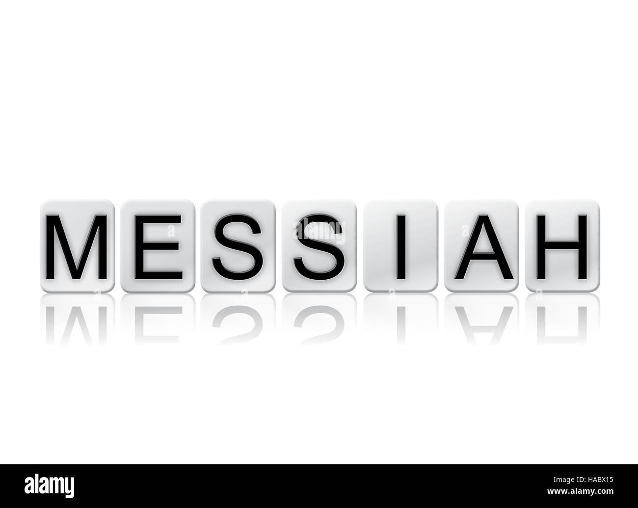 The word "Messiah" written in tile letters isolated on a white ...