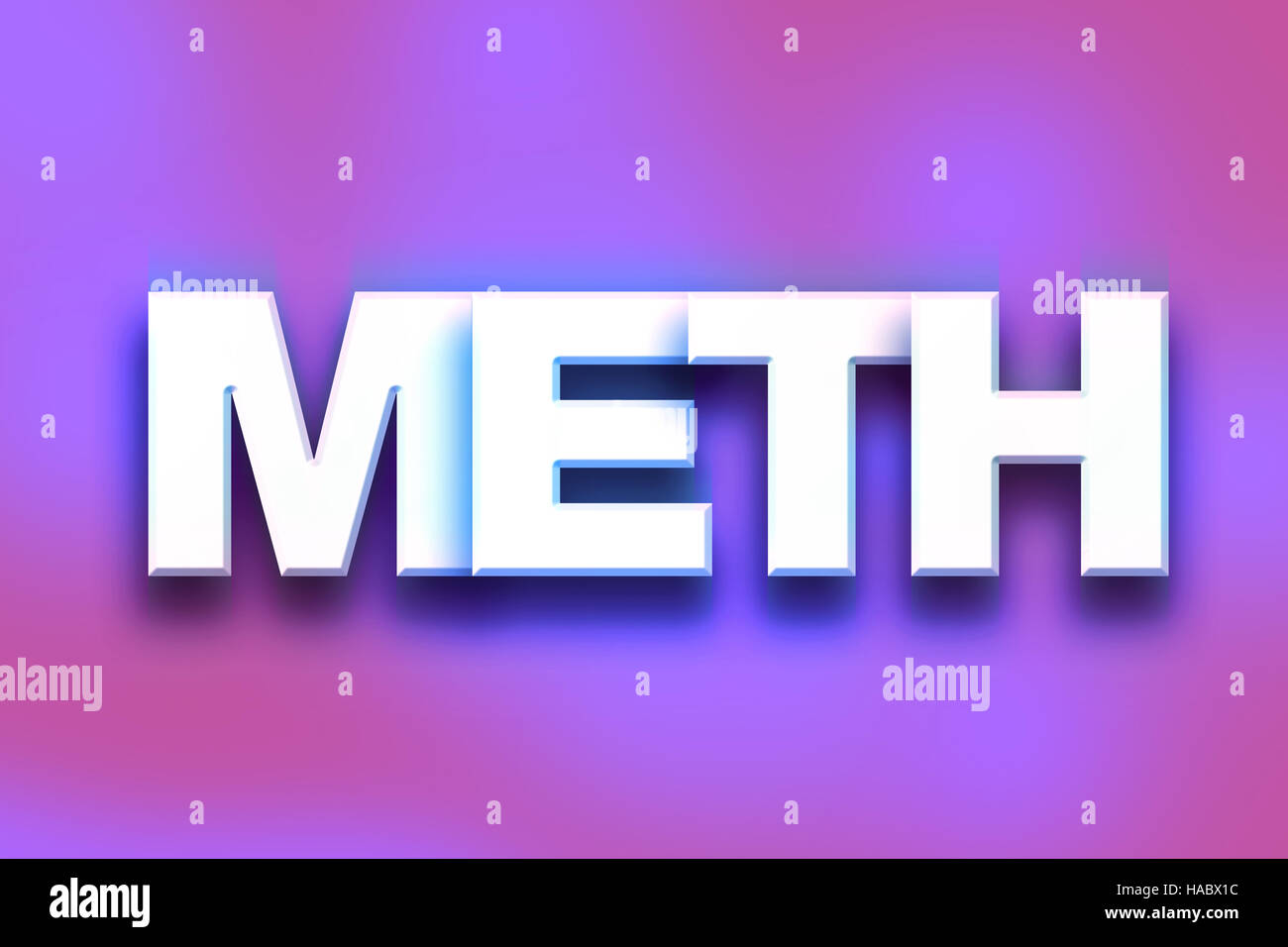 The word "Meth" written in white 3D letters on a colorful background ...