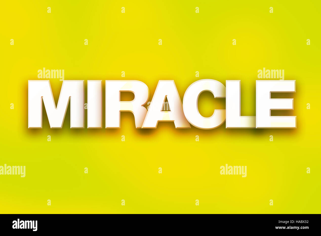 The word "Miracle" written in white 3D letters on a colorful background ...