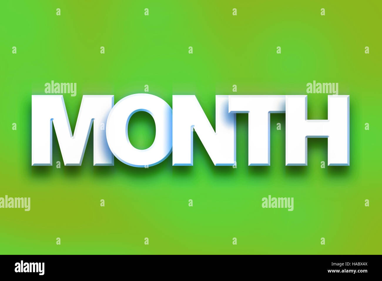 The word "Month" written in white 3D letters on a colorful background ...