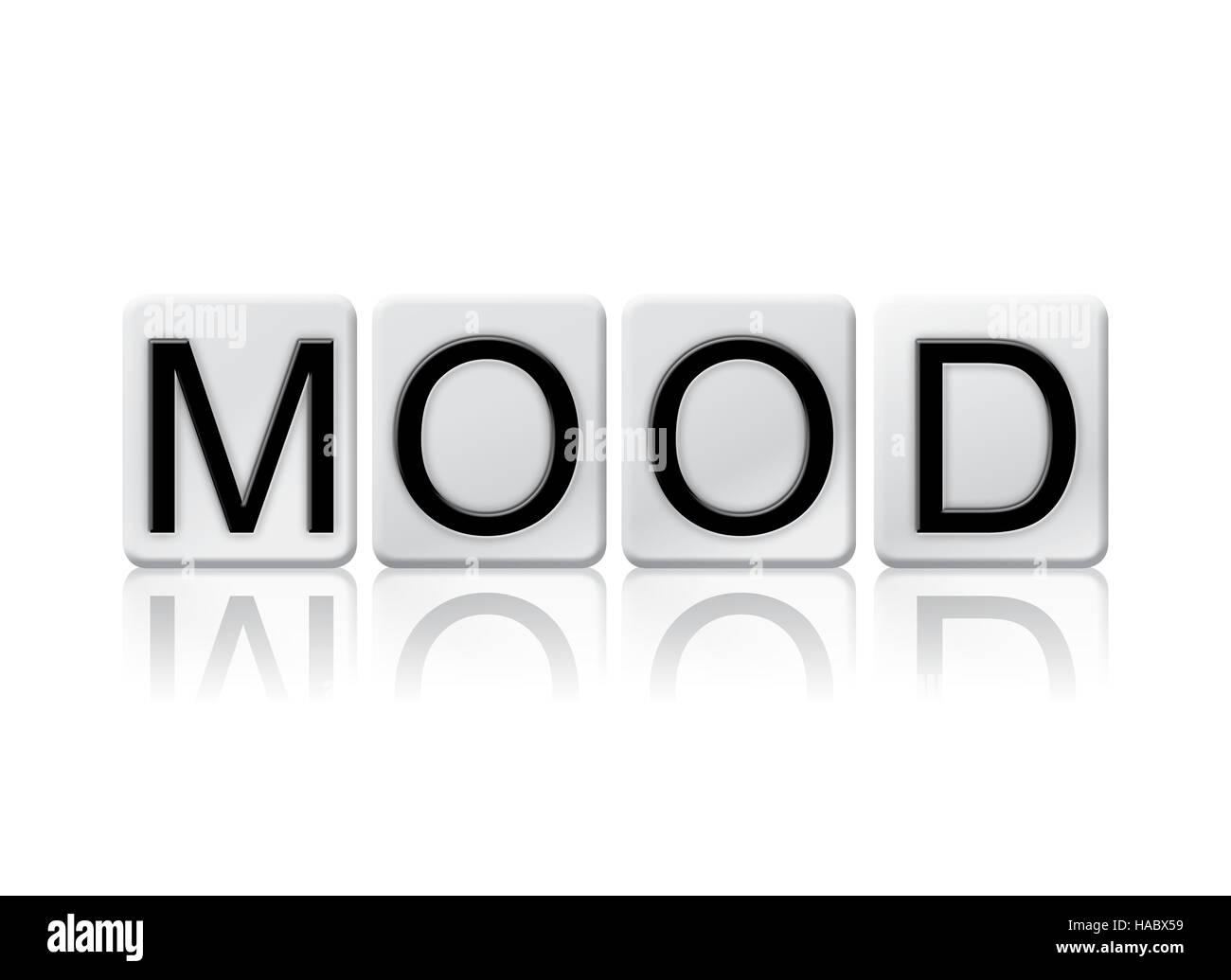 The word "Mood" written in tile letters isolated on a white background ...