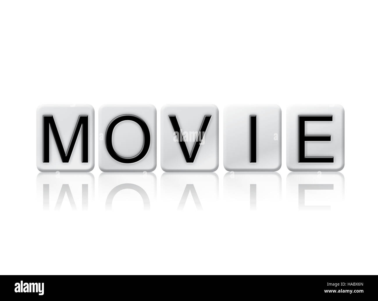 The word "Movie" written in tile letters isolated on a white background ...