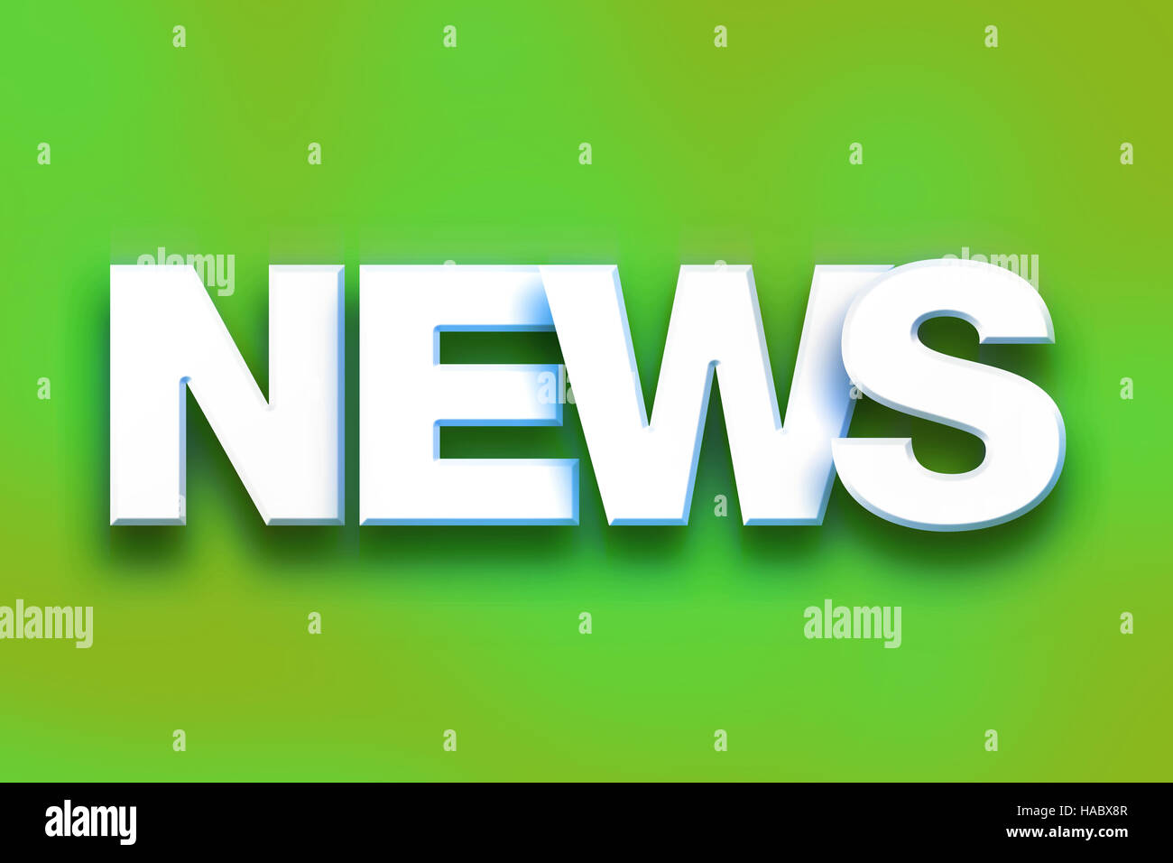 The word "News" written in white 3D letters on a colorful background ...