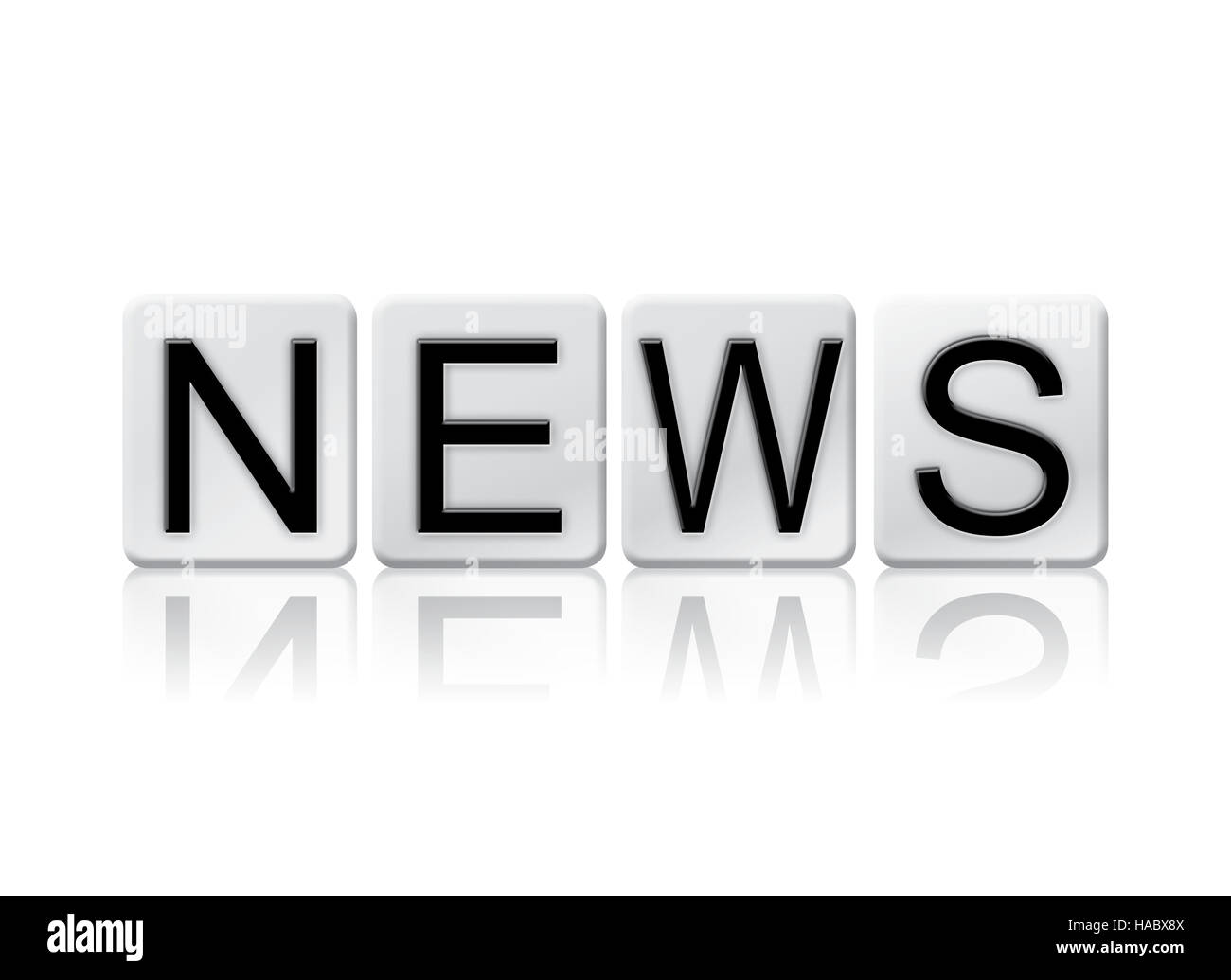 The word "News" written in tile letters isolated on a white background ...