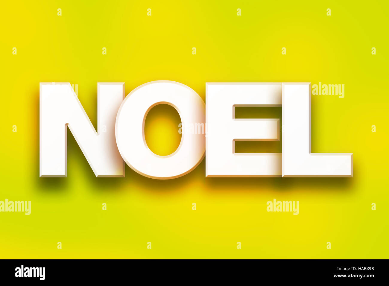 The word "Noel" written in white 3D letters on a colorful background ...