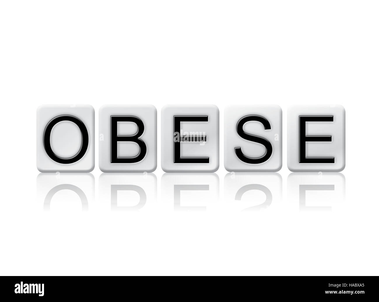 The word "Obese" written in tile letters isolated on a white background ...