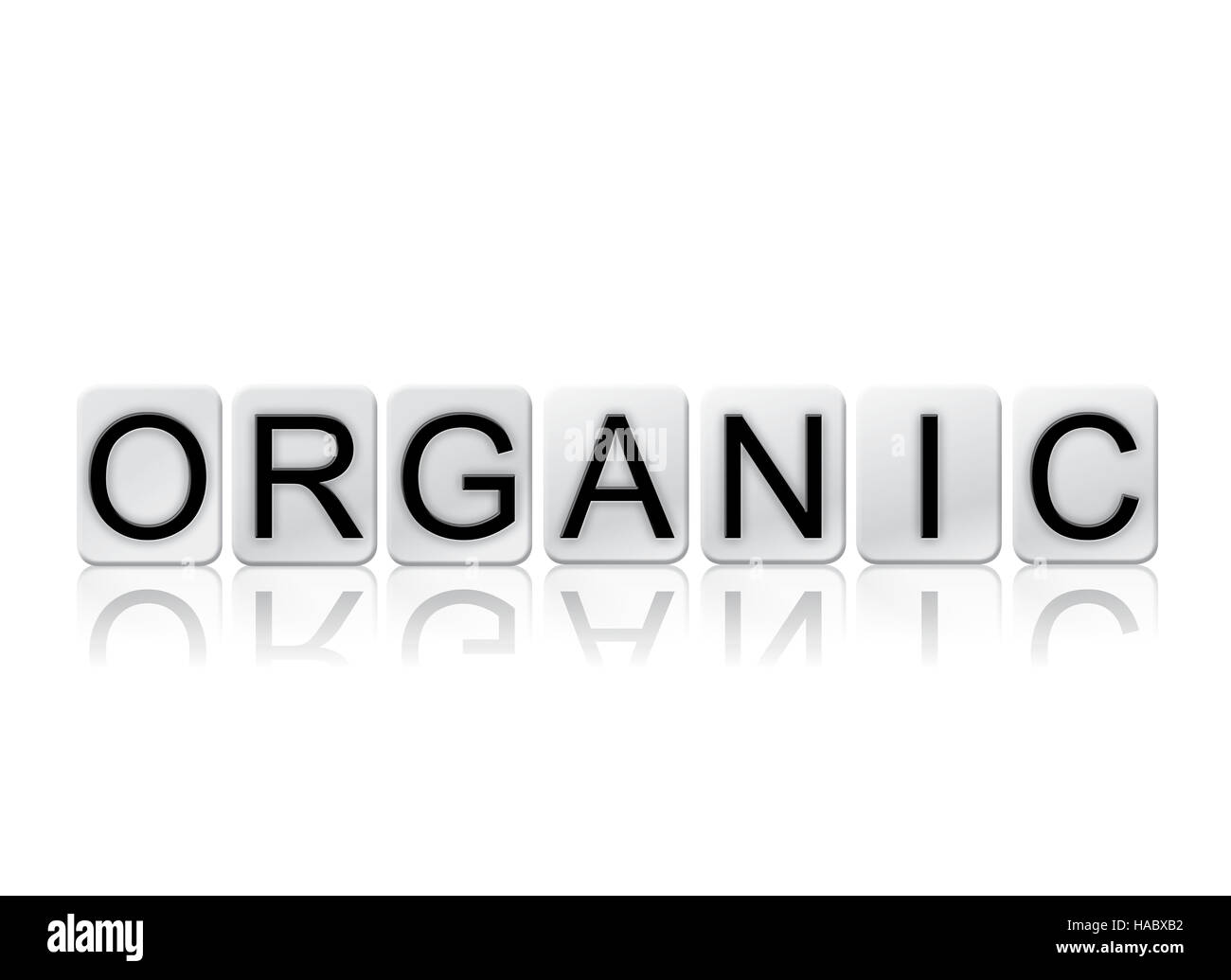 The word "Organic" written in tile letters isolated on a white ...