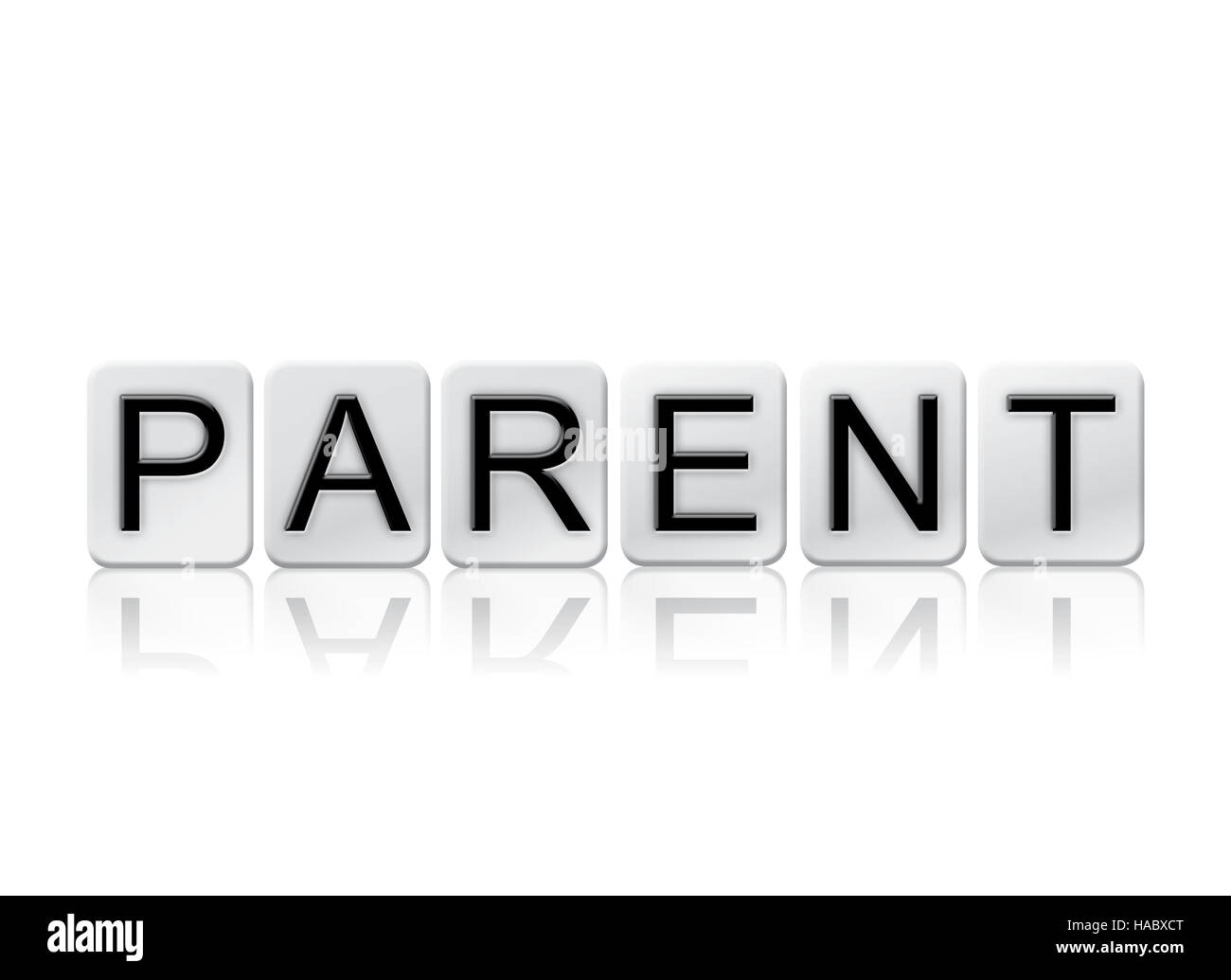 The word "Parent" written in tile letters isolated on a white ...