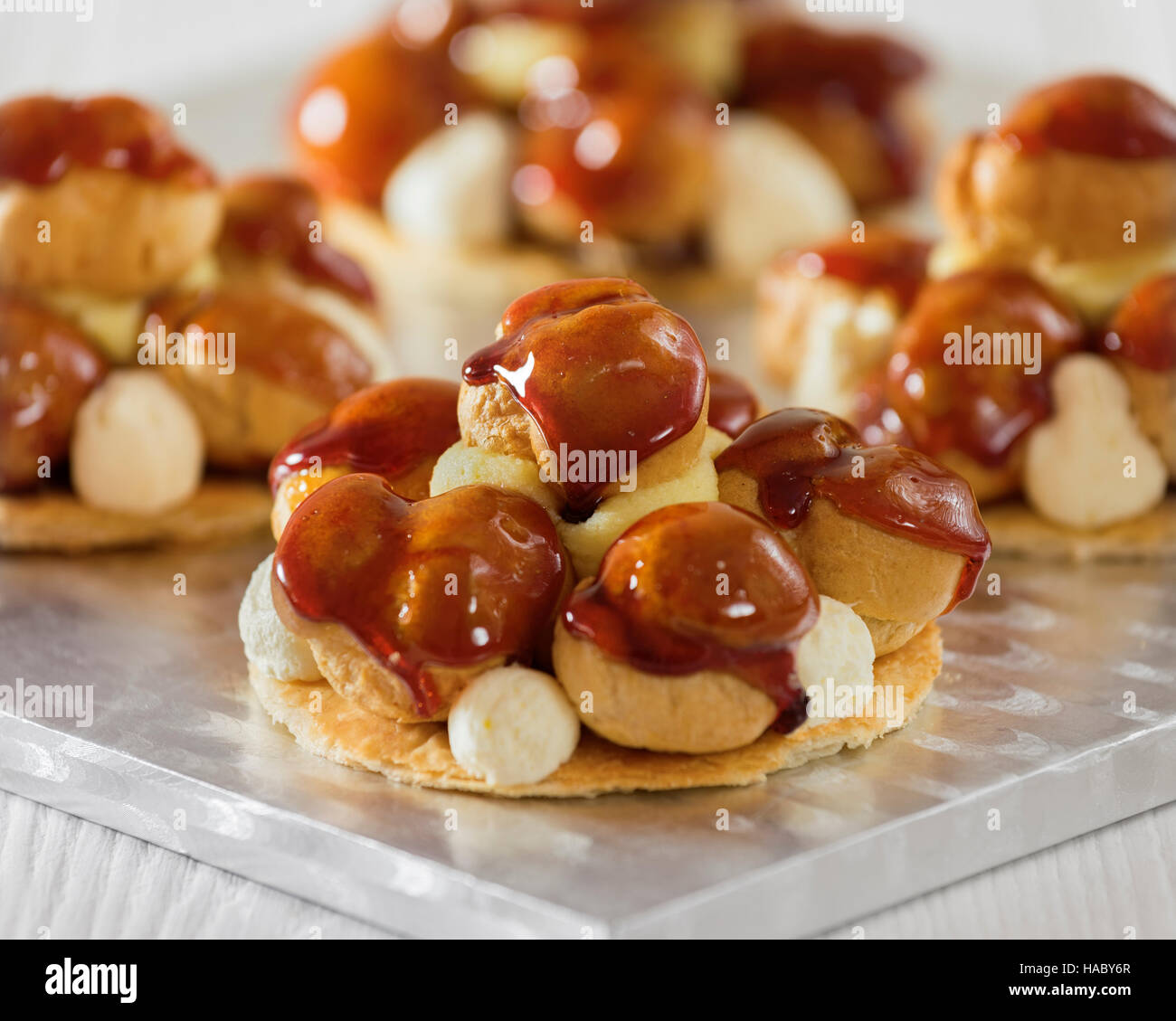 Small gâteaux St Honoré. French pastries. France Food Stock Photo - Alamy