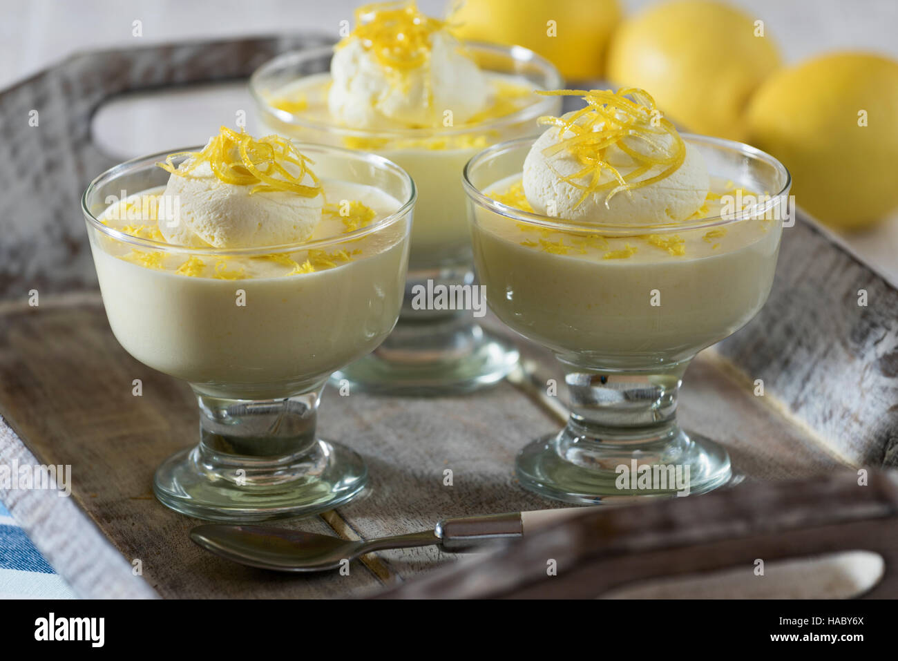Citronfromage. Danish lemon mousse. Scandinavian food Stock Photo - Alamy