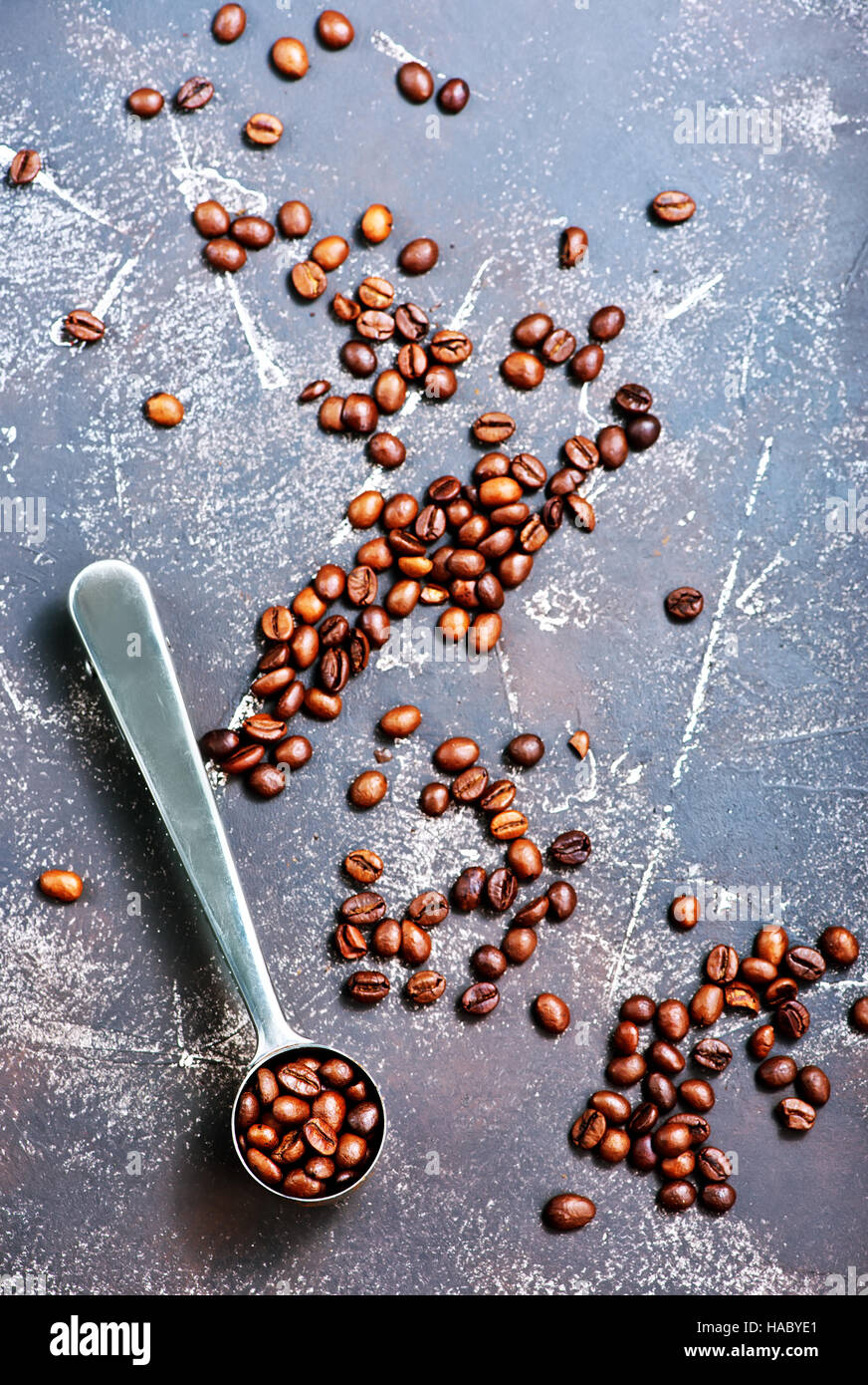 coffee beans on a table, coffee background Stock Photo - Alamy