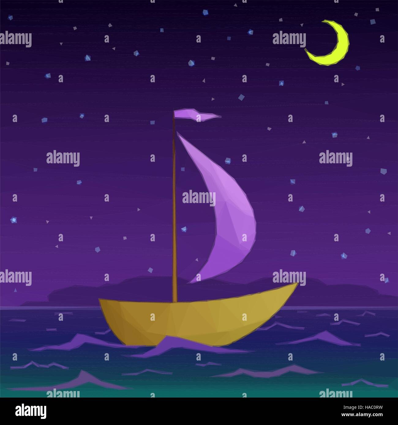 Low poly landscape night Stock Vector Images - Alamy