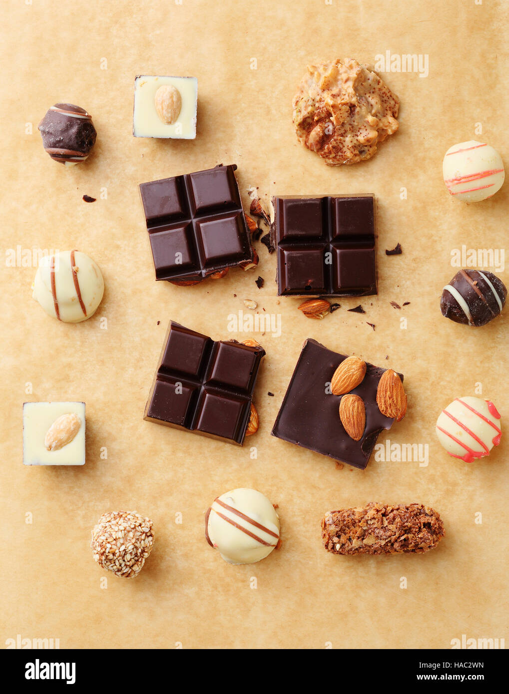 Set of candy and chocolate, sweet food Stock Photo - Alamy