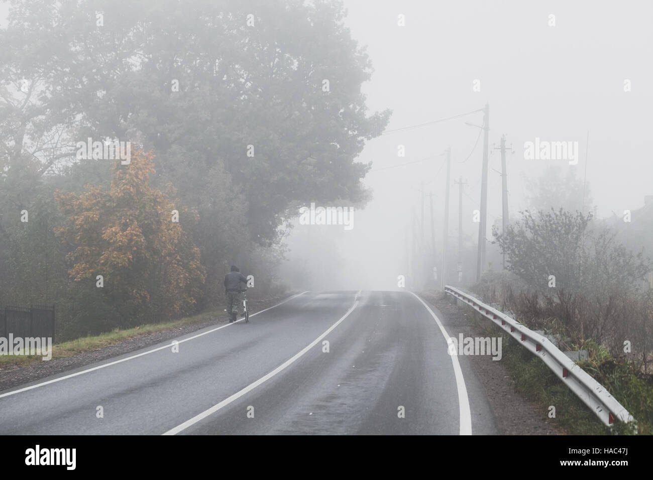 Rural foggy road background photo, highway perspective in autumn season ...