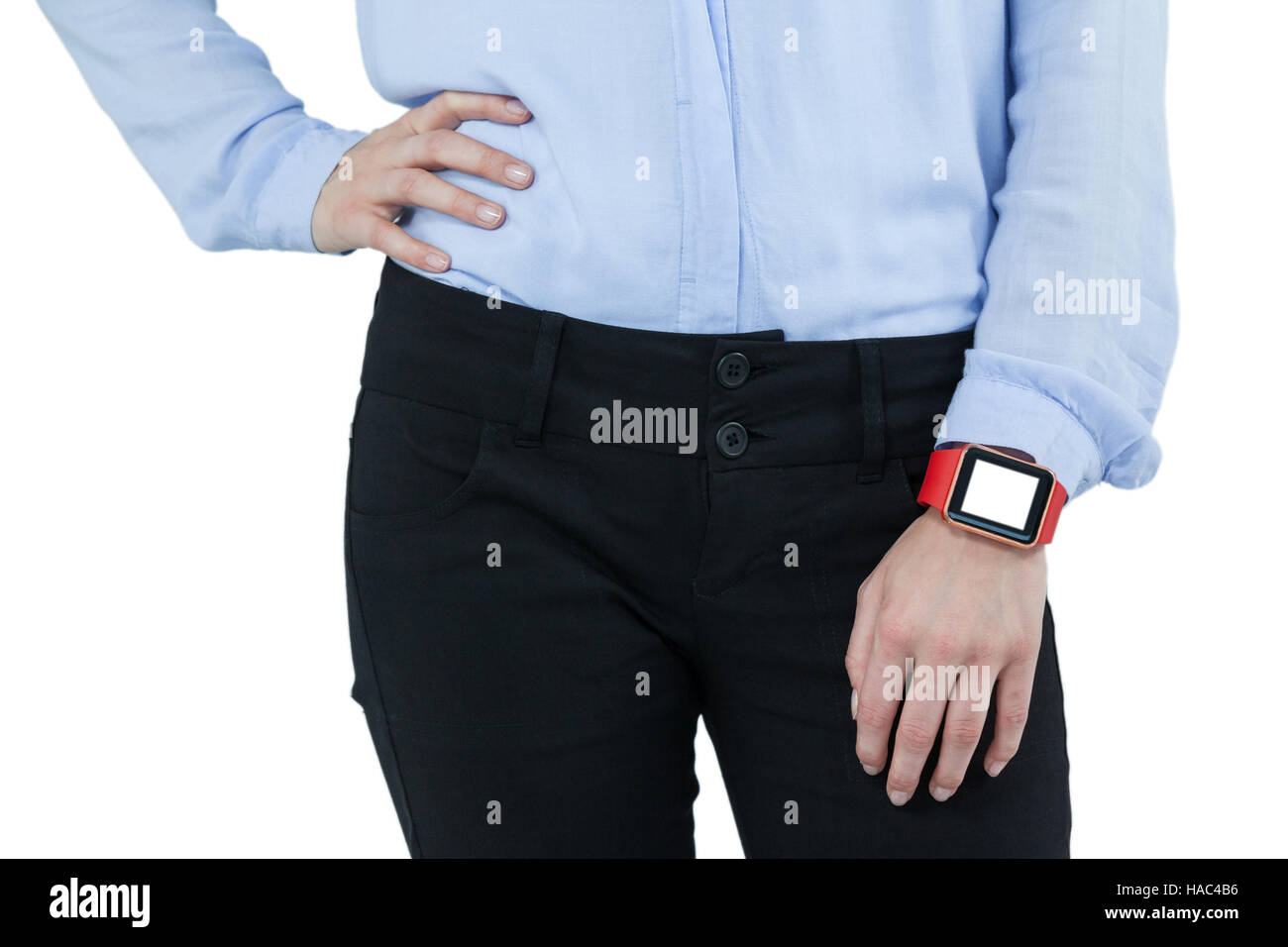 Businesswoman wearing smartwatch Stock Photo - Alamy