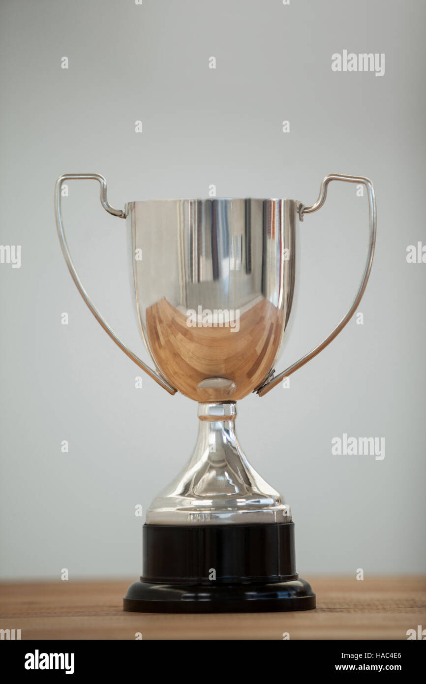 Silver trophy on white background Stock Photo - Alamy