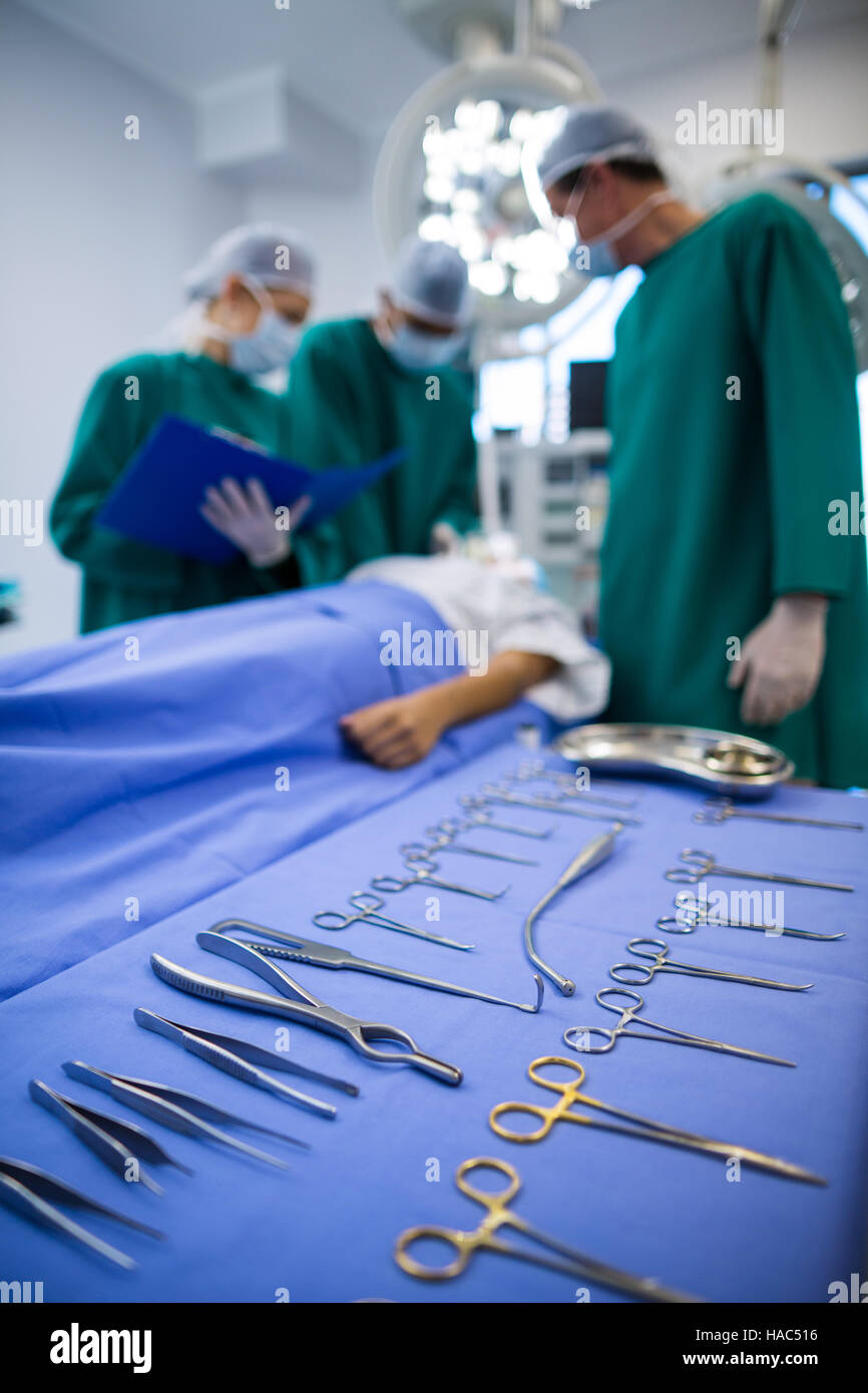 Surgical instrument kept on a table Stock Photo - Alamy