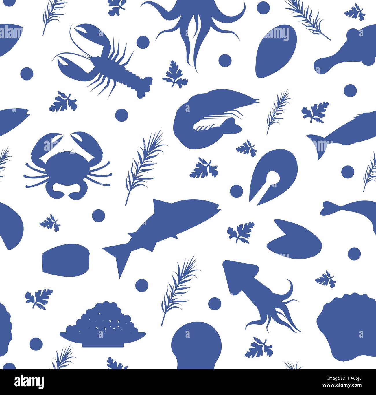 Seafood seamless pattern. Fish food endless background, texture ...
