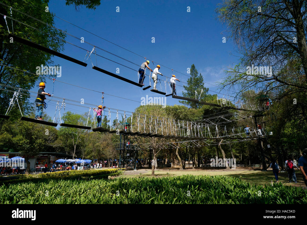 Zip line obstacle course in Chapultecpec Park in Mexico City, Mexico ...