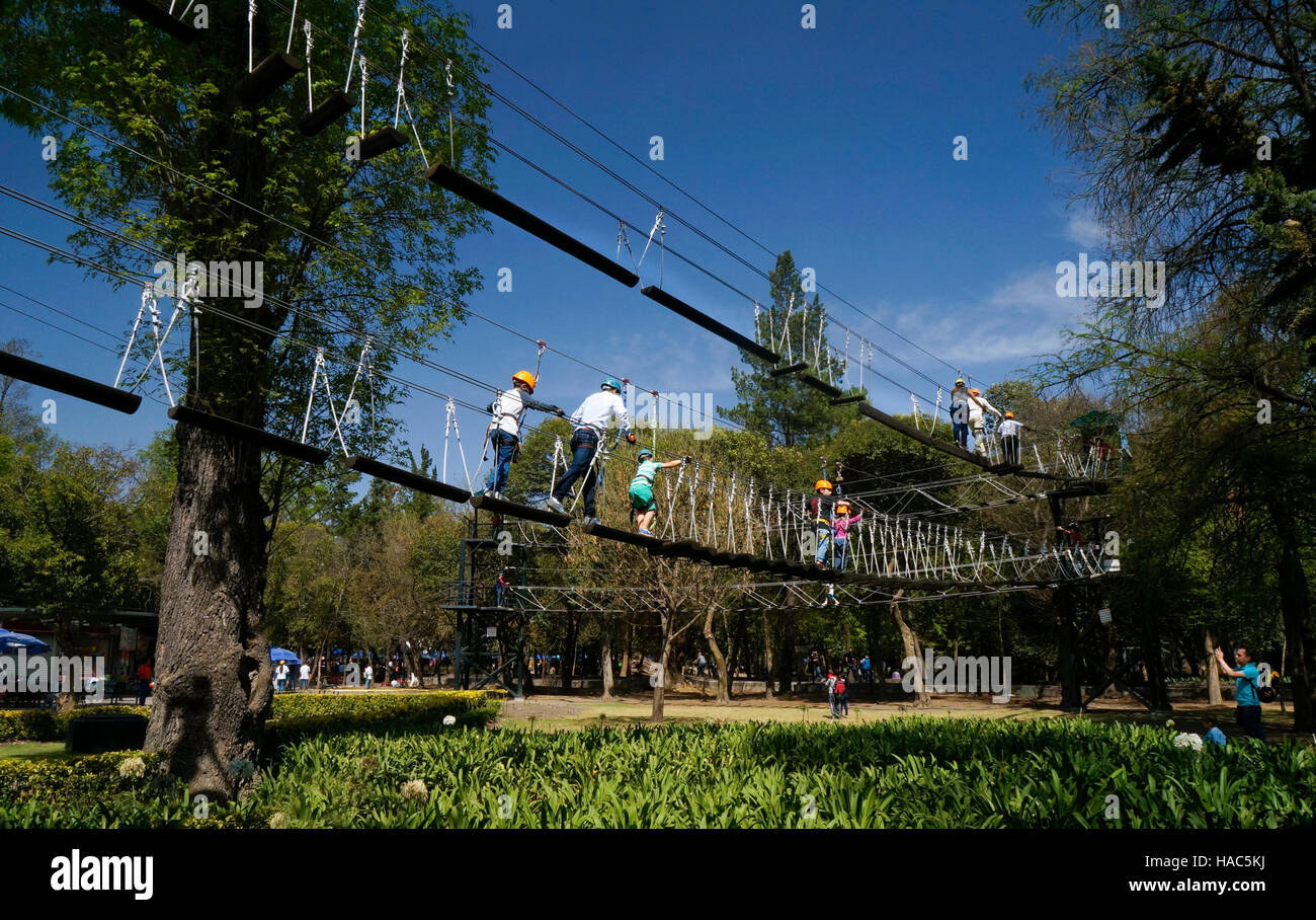 Zip line obstacle course in Chapultecpec Park in Mexico City, Mexico ...