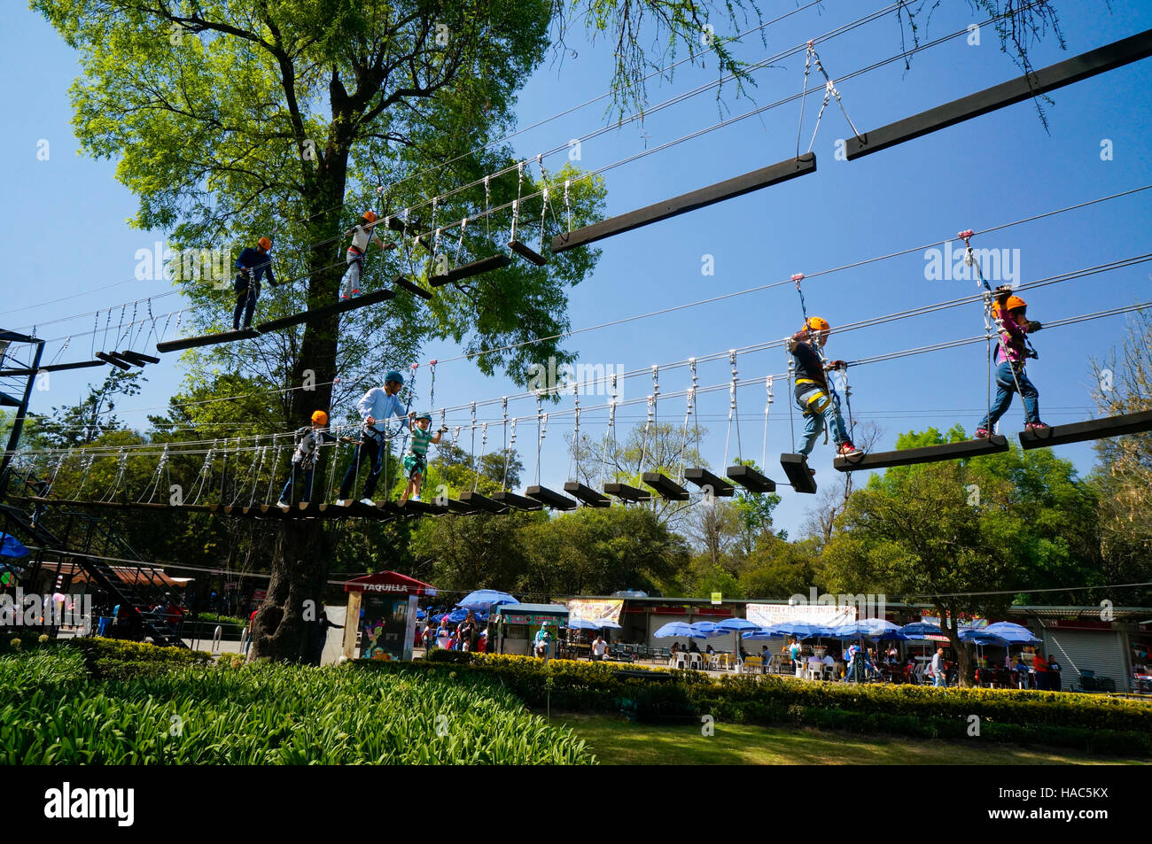 Zip line obstacle course in Chapultecpec Park in Mexico City, Mexico ...